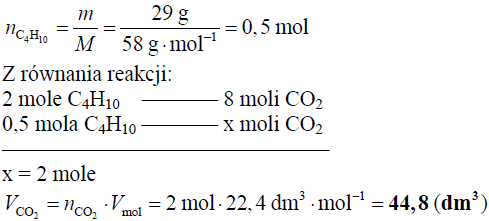 Zadanie - Spalanie całkowite butanu - z odpowiedzią - kursy maturawpr.pl
