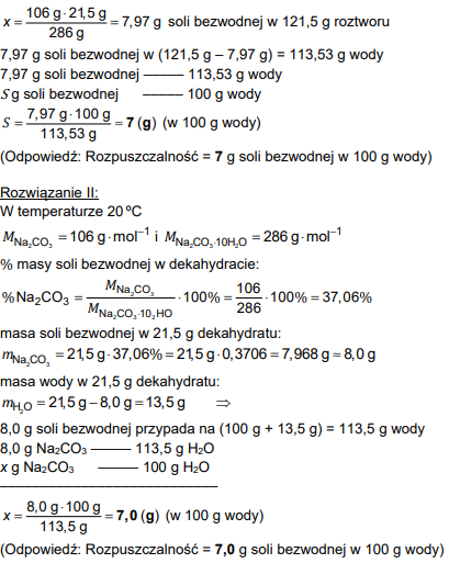 Zadanie - Rozpuszczalność węglanu sodu- obliczenia, hydrat - z ...